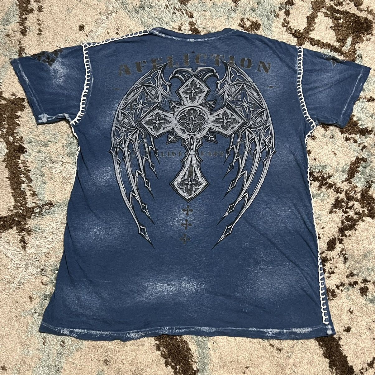 Affliction Affliction Cross Wings Cyber Y2K Shirt Size XL Grunge | Grailed
