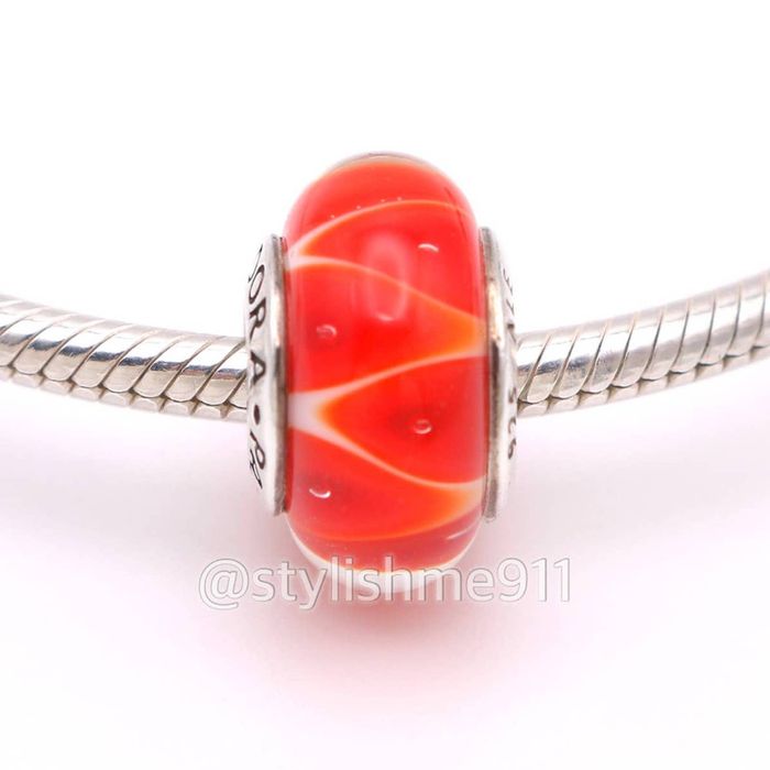 pandora Authentic PANDORA Coral Looking Glass Murano Charm | Grailed