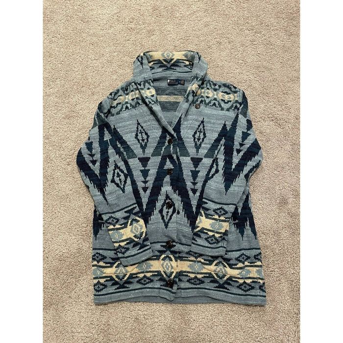 Polo Ralph Lauren Vintage Polo Ralph Lauren Aztec Sweater Medium Indigo Dye | Grailed