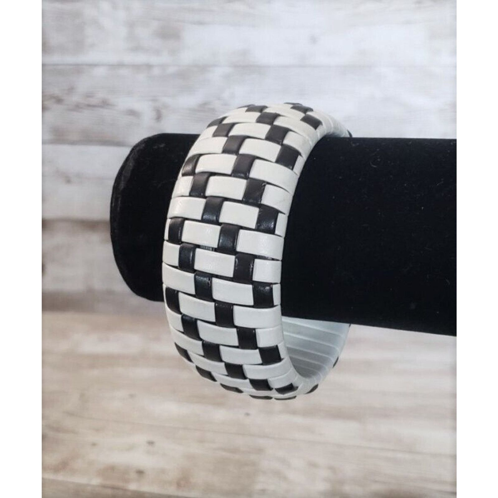 Other Vintage Bracelet Off White & Black Woven Checkered Pattern | Grailed