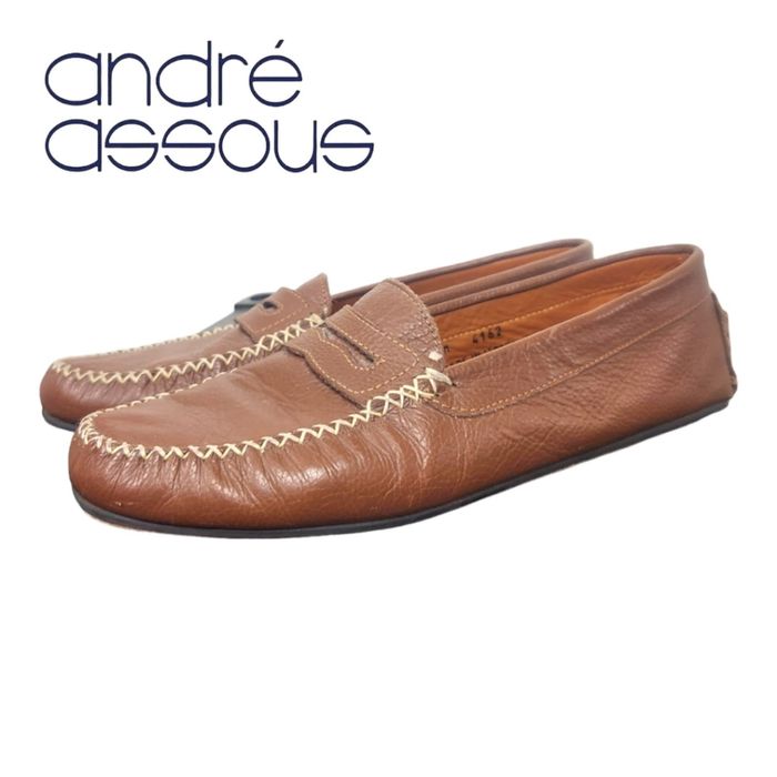 Vintage Andre Assous Collection Italian Brown Leather Loafer Shoe Grailed