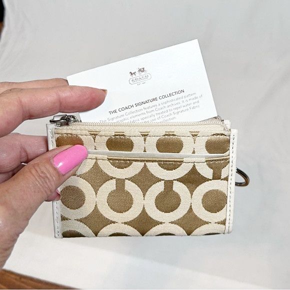 Coach Coach Madison Op Art Khaki Mini Skinny ID Card Coin Purse | Grailed