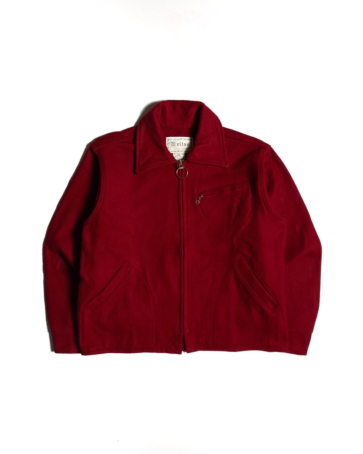 Made In Usa × Vintage × Workers Vintage 1970’s Melton Crimson Wool Zip ...