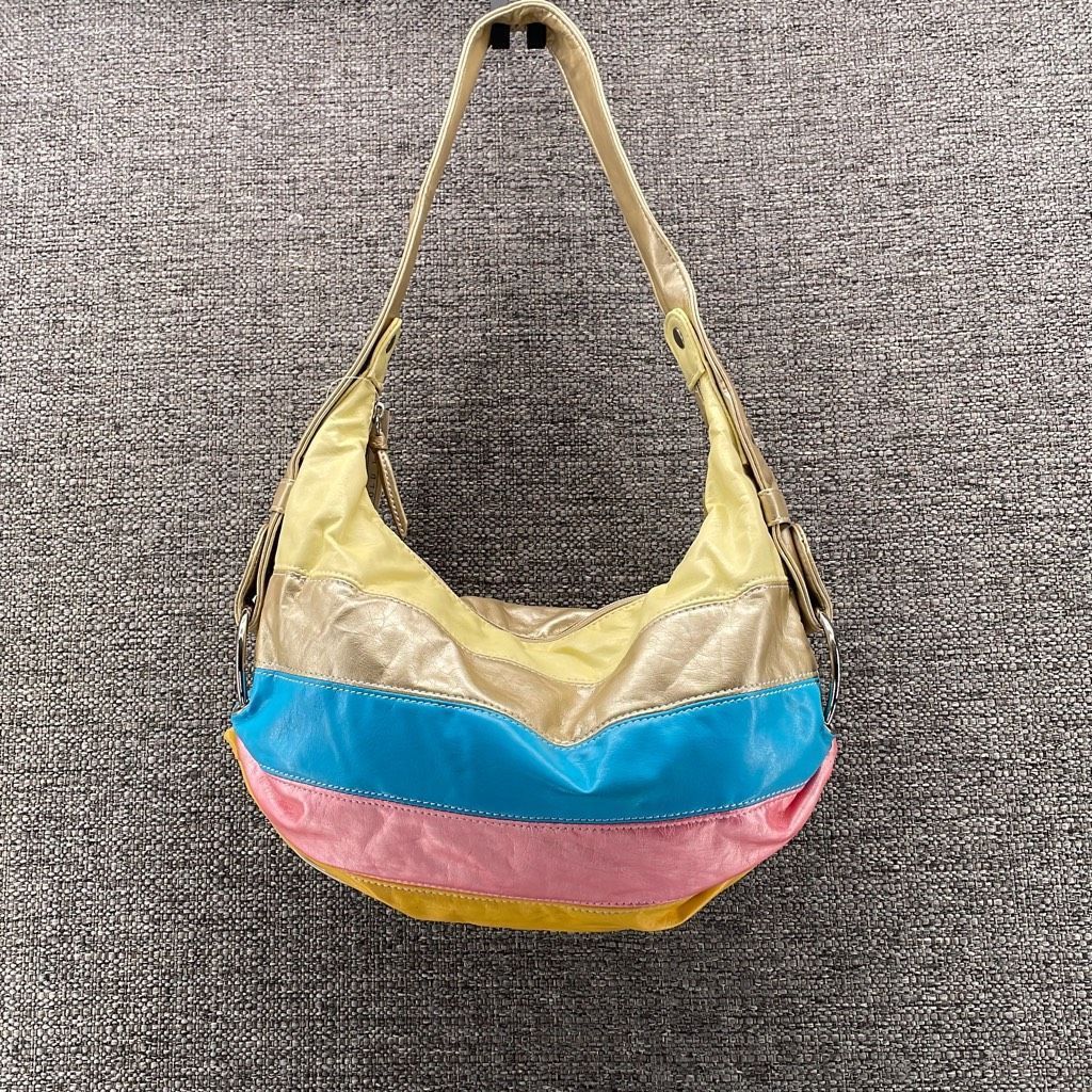 Vintage Vintage Shoulder Bag Medium Rainbow Vegan Leather Hobo Patch ...