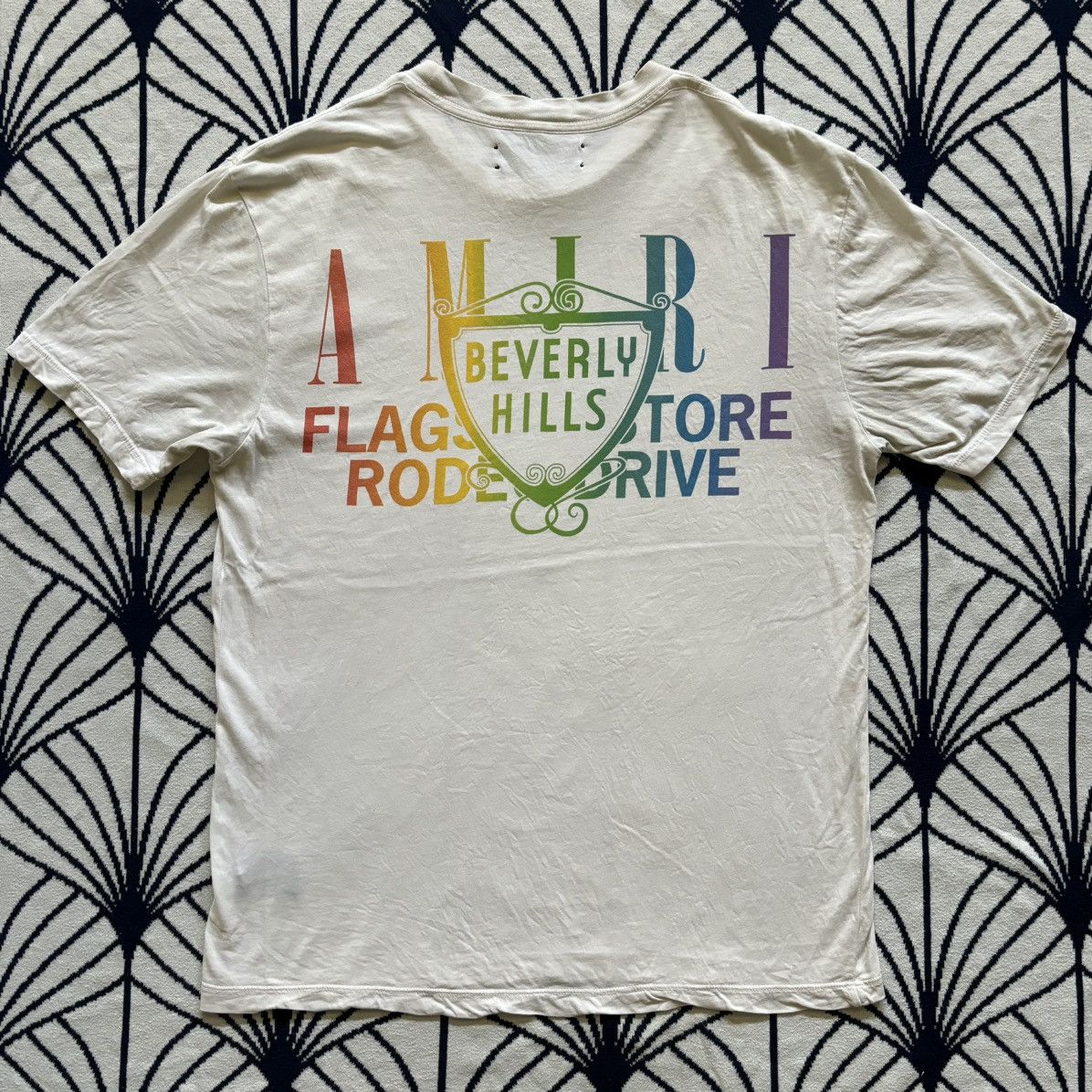 Amiri Amiri Rodeo Drive Flagship Store Rainbow Logo T-shirt | Grailed