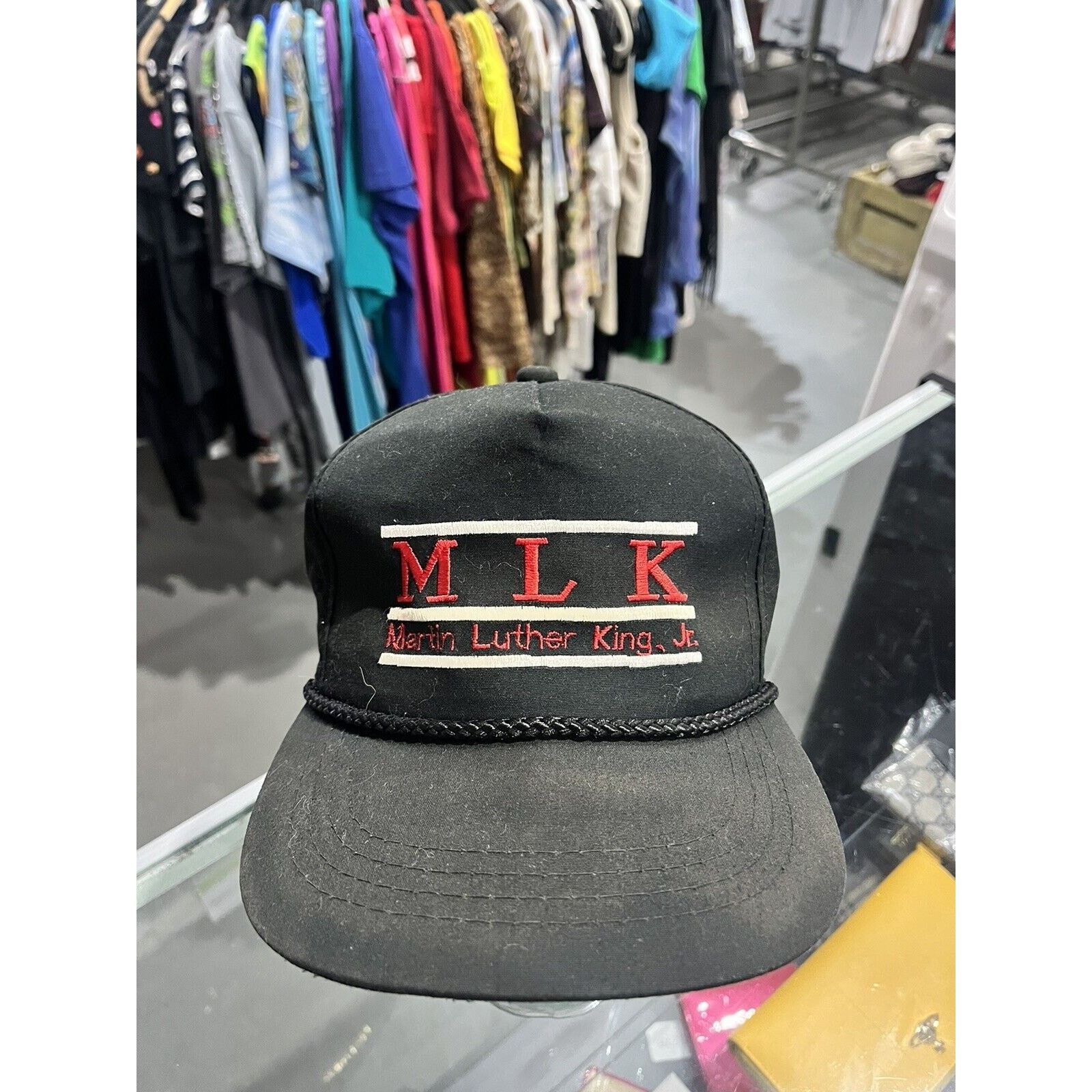 Vintage 80s 90s MLK Martin Luther King Jr. Black Snapback Rope Hat ...