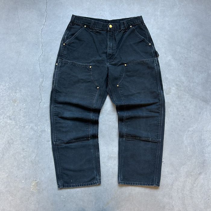 Carhartt Vintage 90s Carhartt Faded Black Baggy Double Knee Pants USA | Grailed