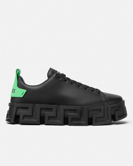 Versace Versace Greca Labyrinth Leather Sneaker Black Neon Platform ...
