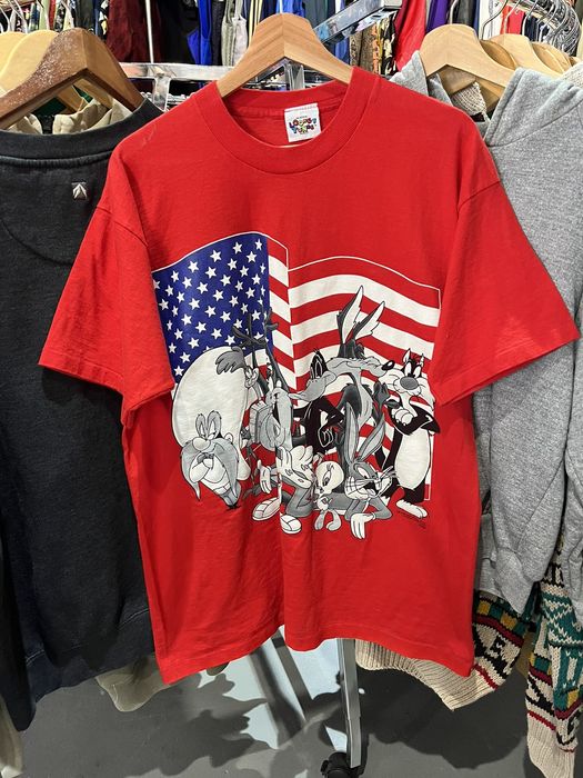 Vintage Vintage Looney Tunes American Flag Taz Buggs Bunny T-Shirt ...