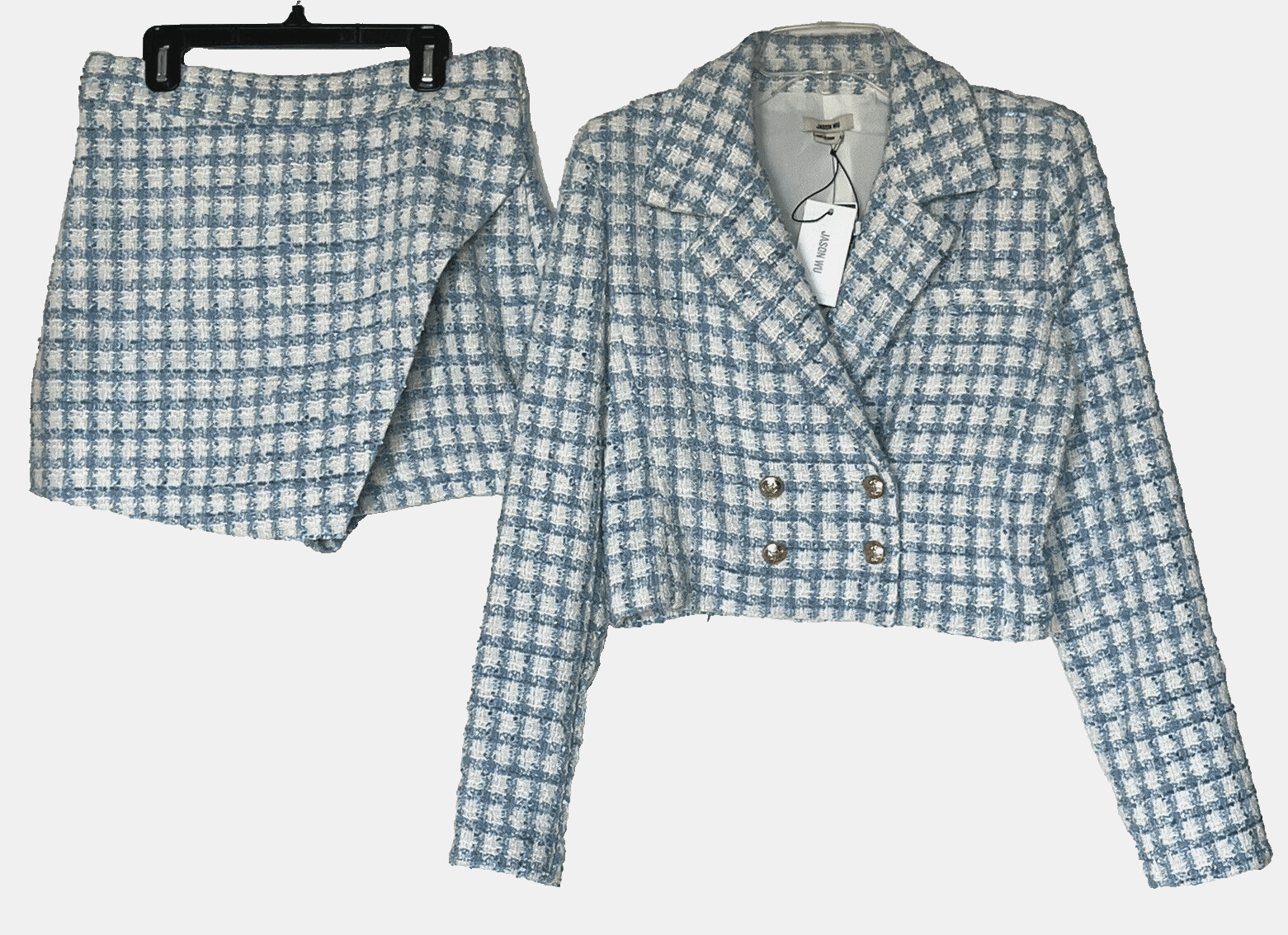 Jason Wu Jason Wu Blue White Boucle Tweed Skort Blazer 2 PC Suit Set ...