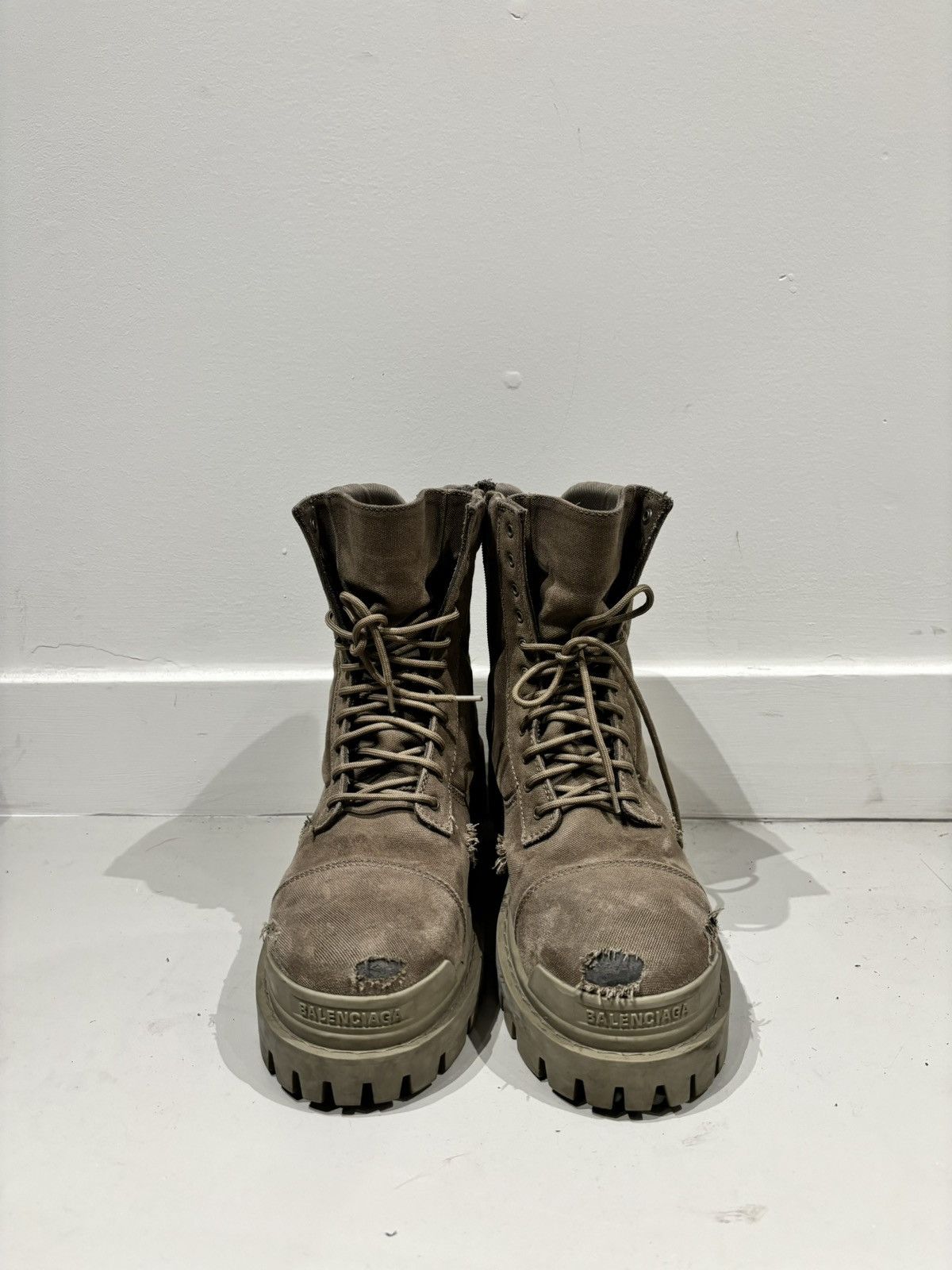 Balenciaga Balenciaga Combat Strike Boots In Tan | Grailed