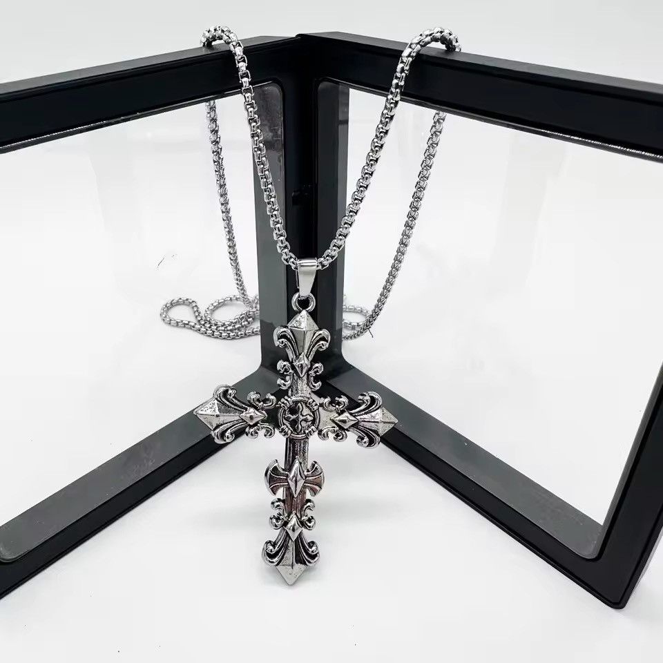 Chain × Cuban Link Chain × Jewelry Flame Cross Pendant Nwcklace | Grailed
