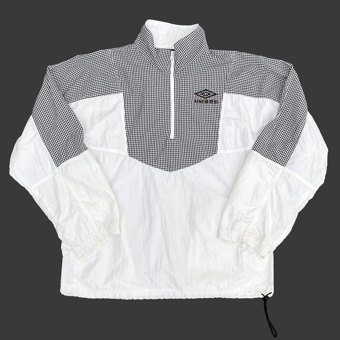 Umbro × Vintage Umbro 1990 90s Vintage Half Zip Gingham Windbreaker ...