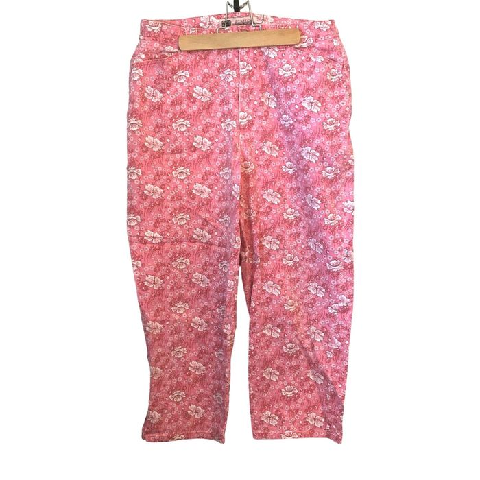 Faded Glory Ladies Capri Pants by Faded Glory Stretch Denim Pink Floral ...
