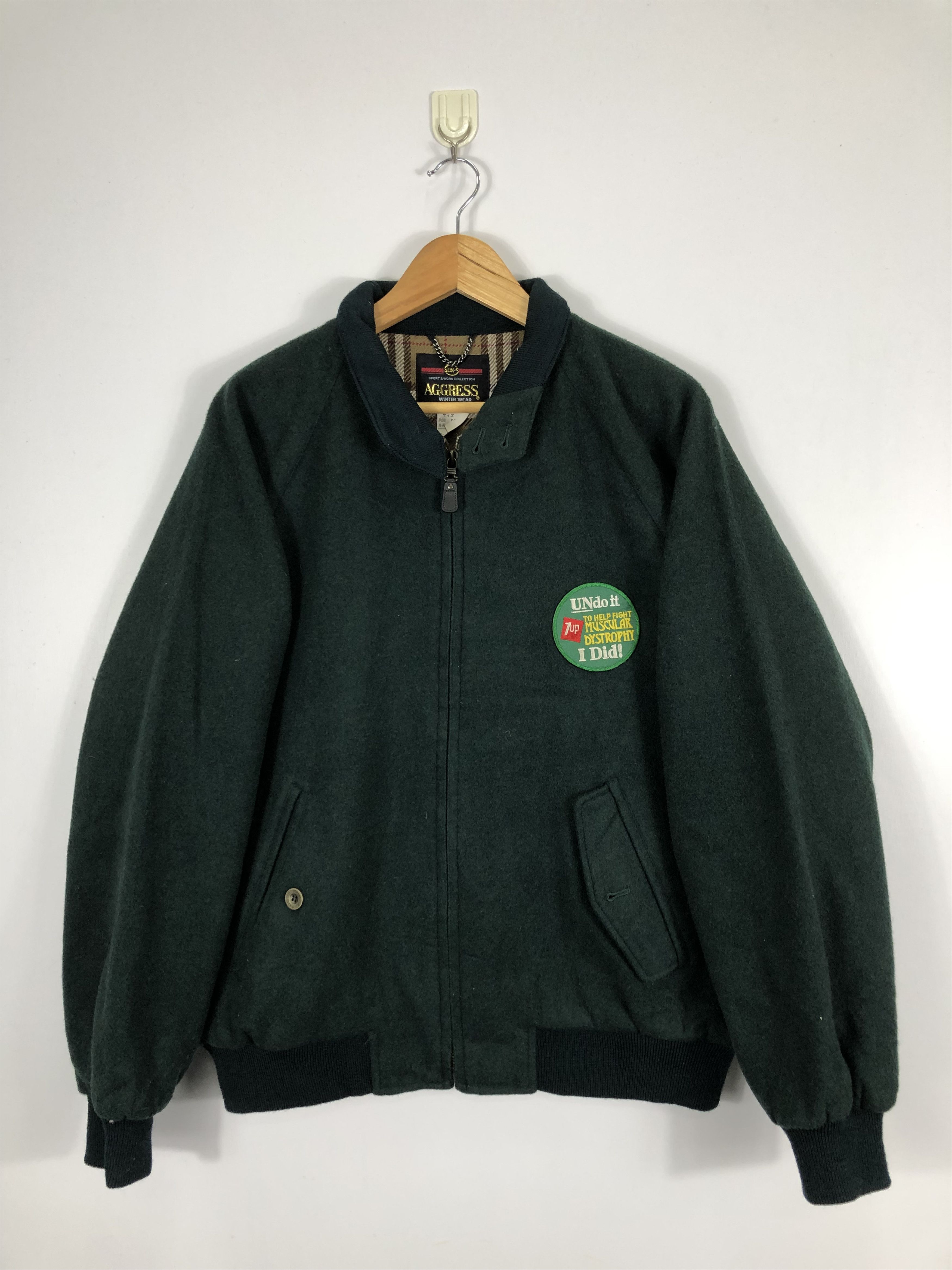 Varsity Jacket × Vintage Vintage 90s Aggress Wool Varsity Jacket Green ...