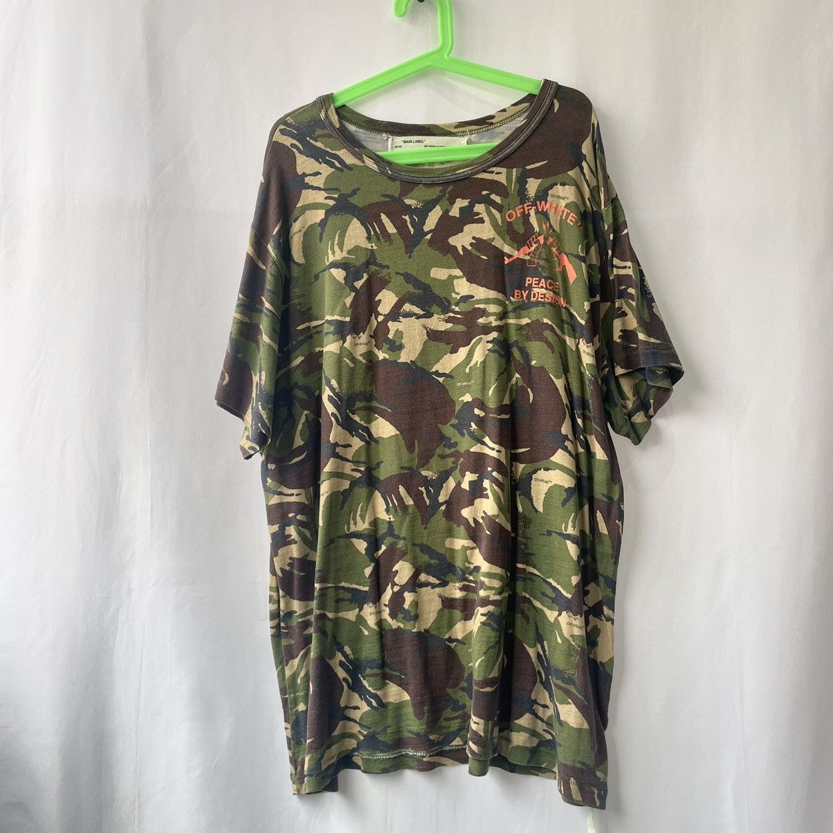 Off-White OFF-WHITE PEACE BY DESIGN NO WAR CAMO TEE | Grailed