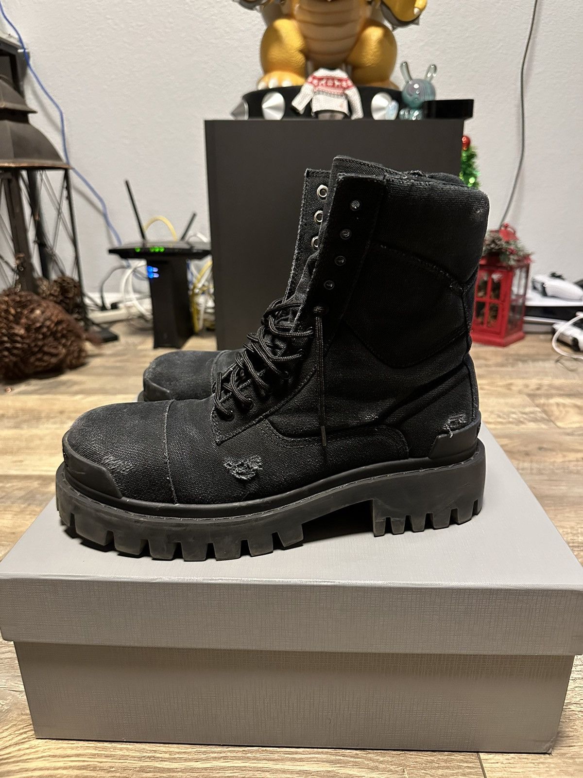 Balenciaga Balenciaga Black Strike Canvas Combat Boot | Grailed