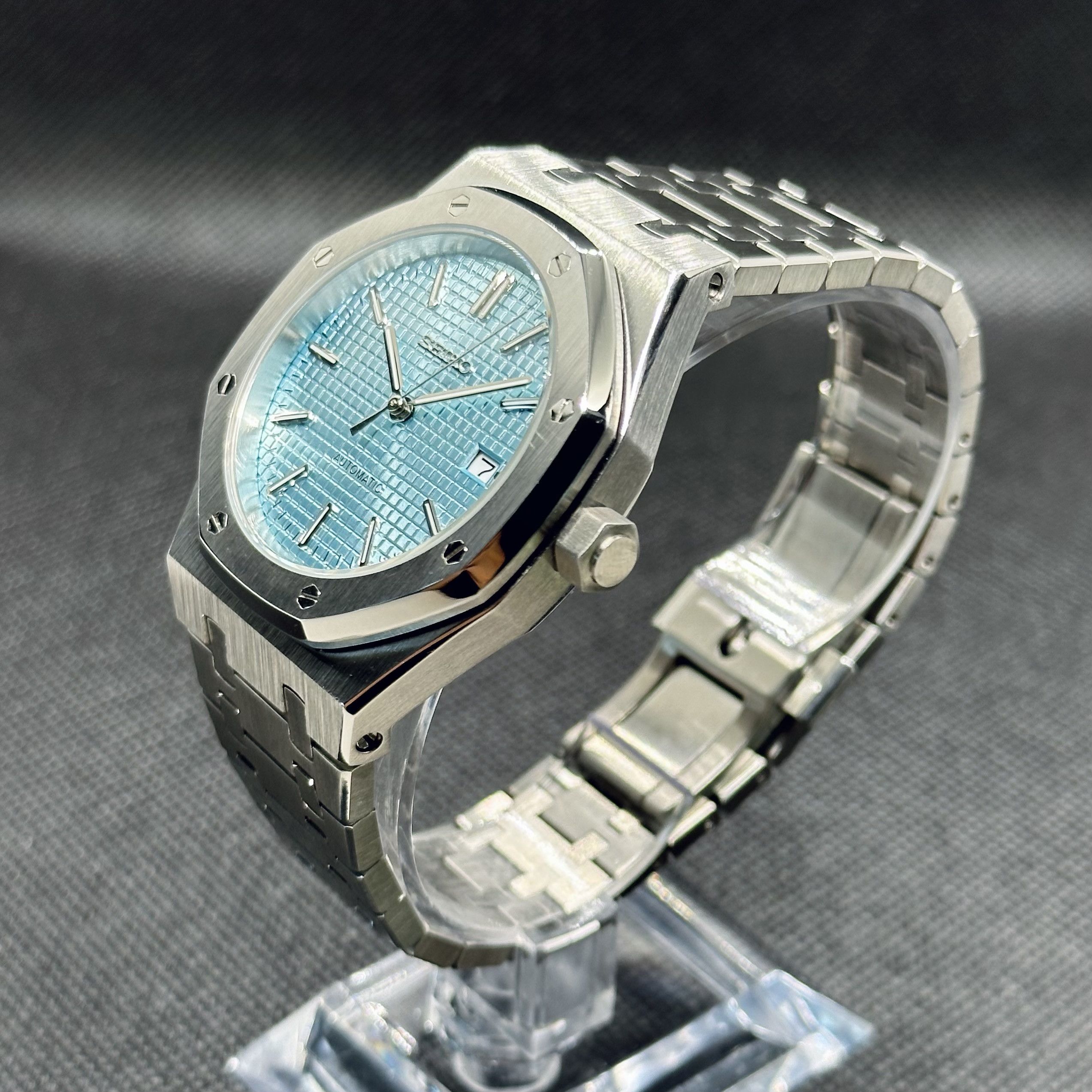 Custom Seiko Mod "Ice Blue Seikoak" Royal Oak Watch | Grailed