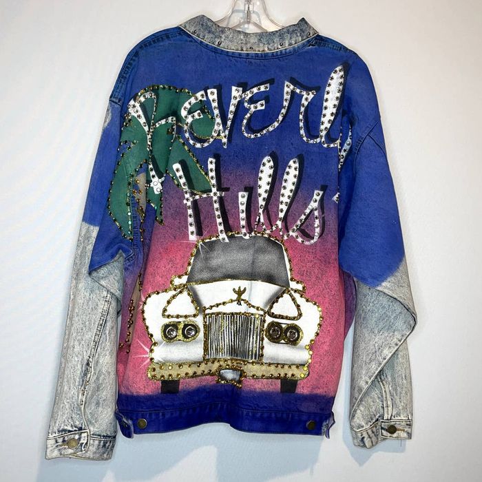 Other Vintage 80s Beverly Hills Hand Painted Studded Denim Jacket | Grailed