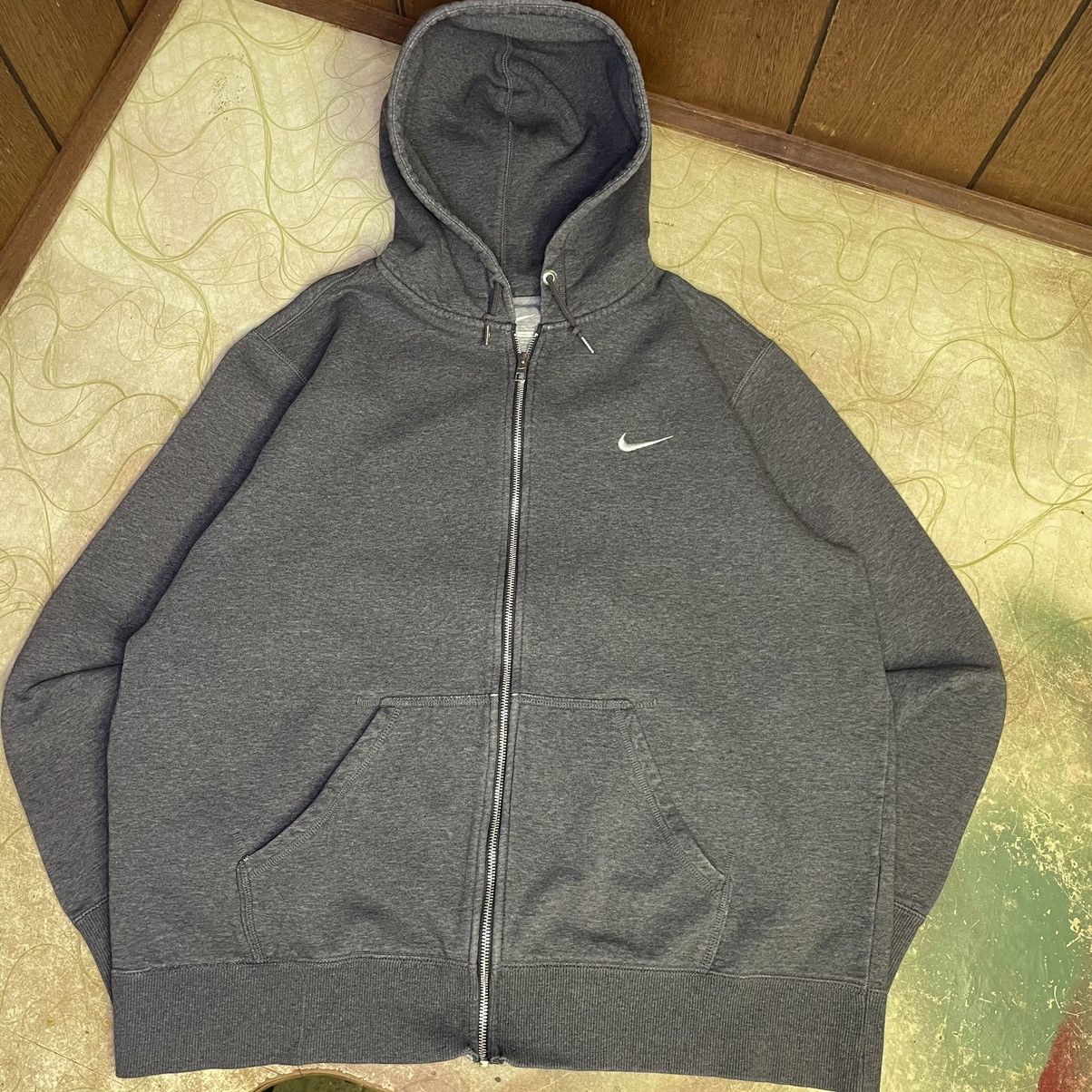 Nike × Streetwear grey nike zip up hoodie thrashed and boxy | Grailed