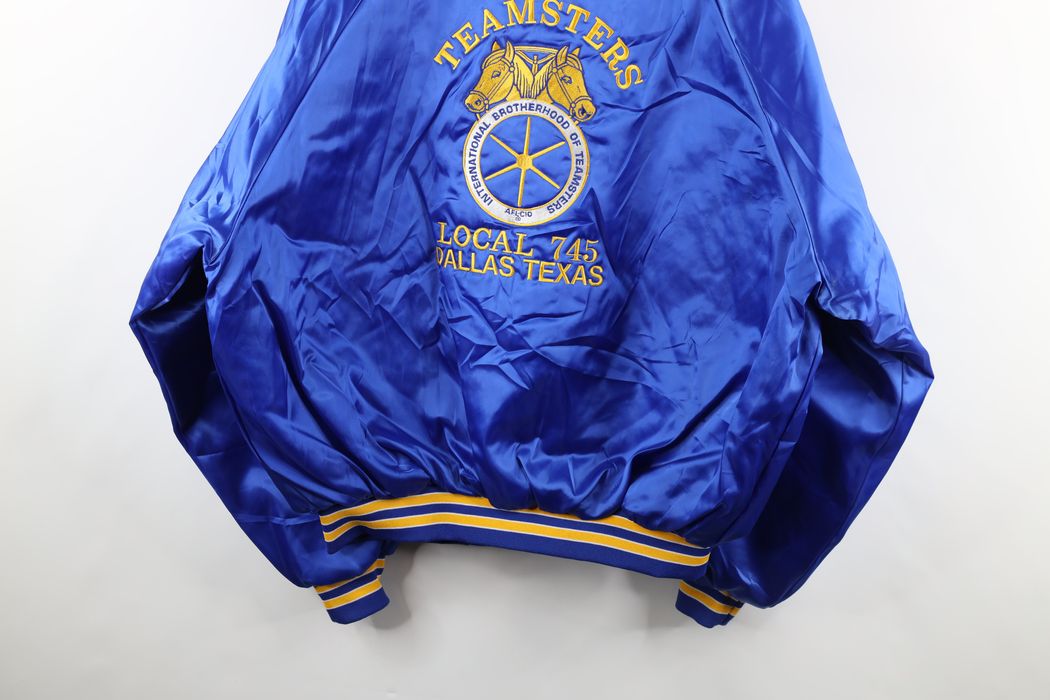 Vintage Vintage 80 Teamsters Local 745 Texas Satin Bomber Jacket USA ...