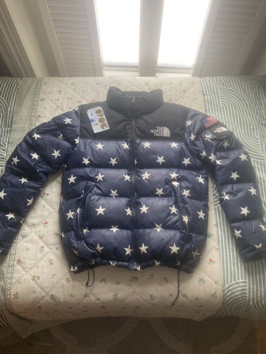 The North Face The North Face IC Nuptse blue USA star print puffer ...