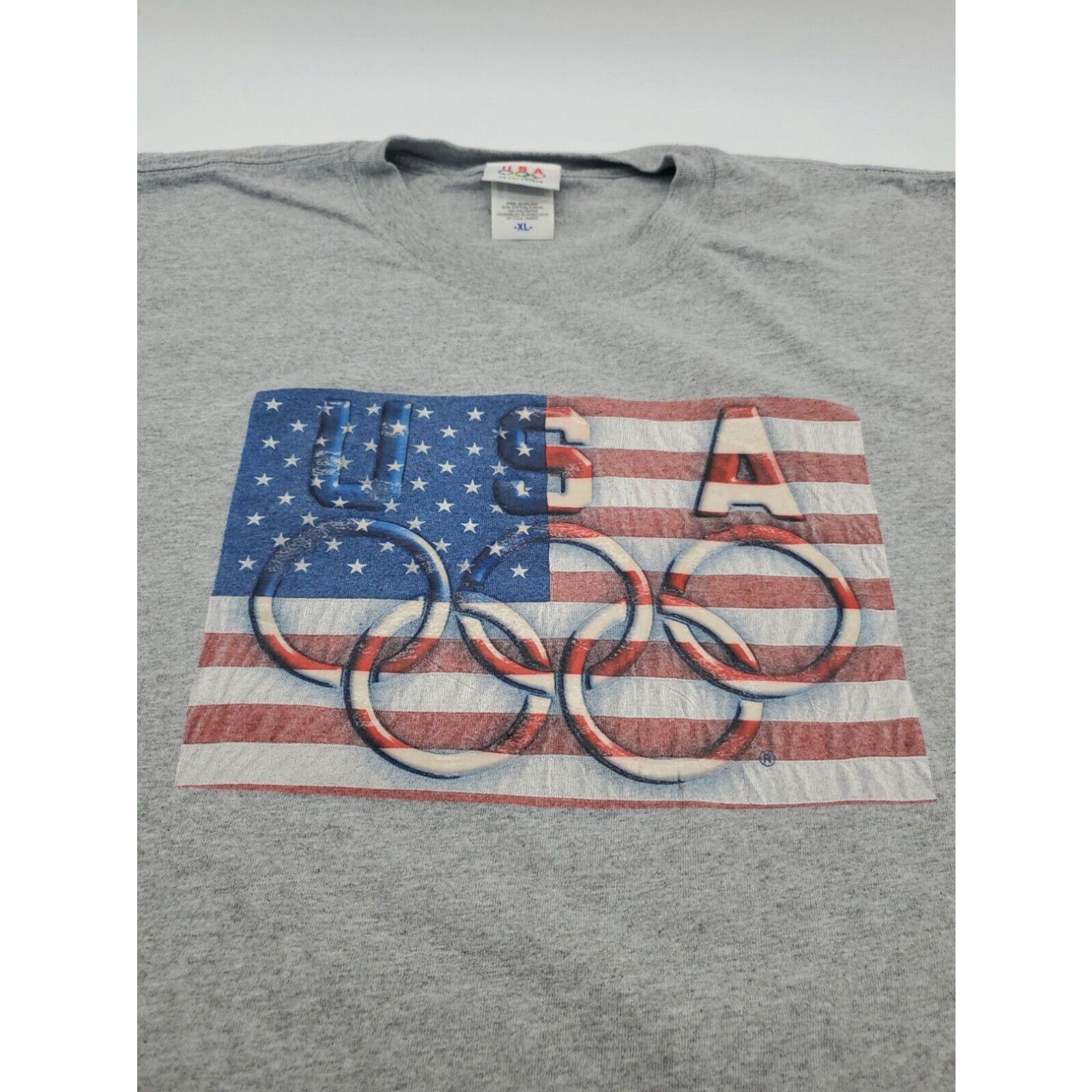 Vintage USA Olympic XL American Flag Gray Men Logo Shirt..#2426 | Grailed