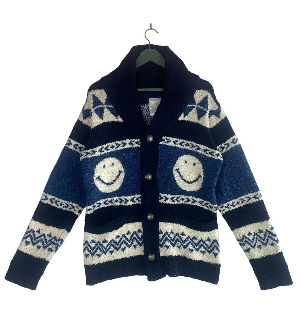 Japanese Brand Power To The People knit cardigan native jacket smiley ...