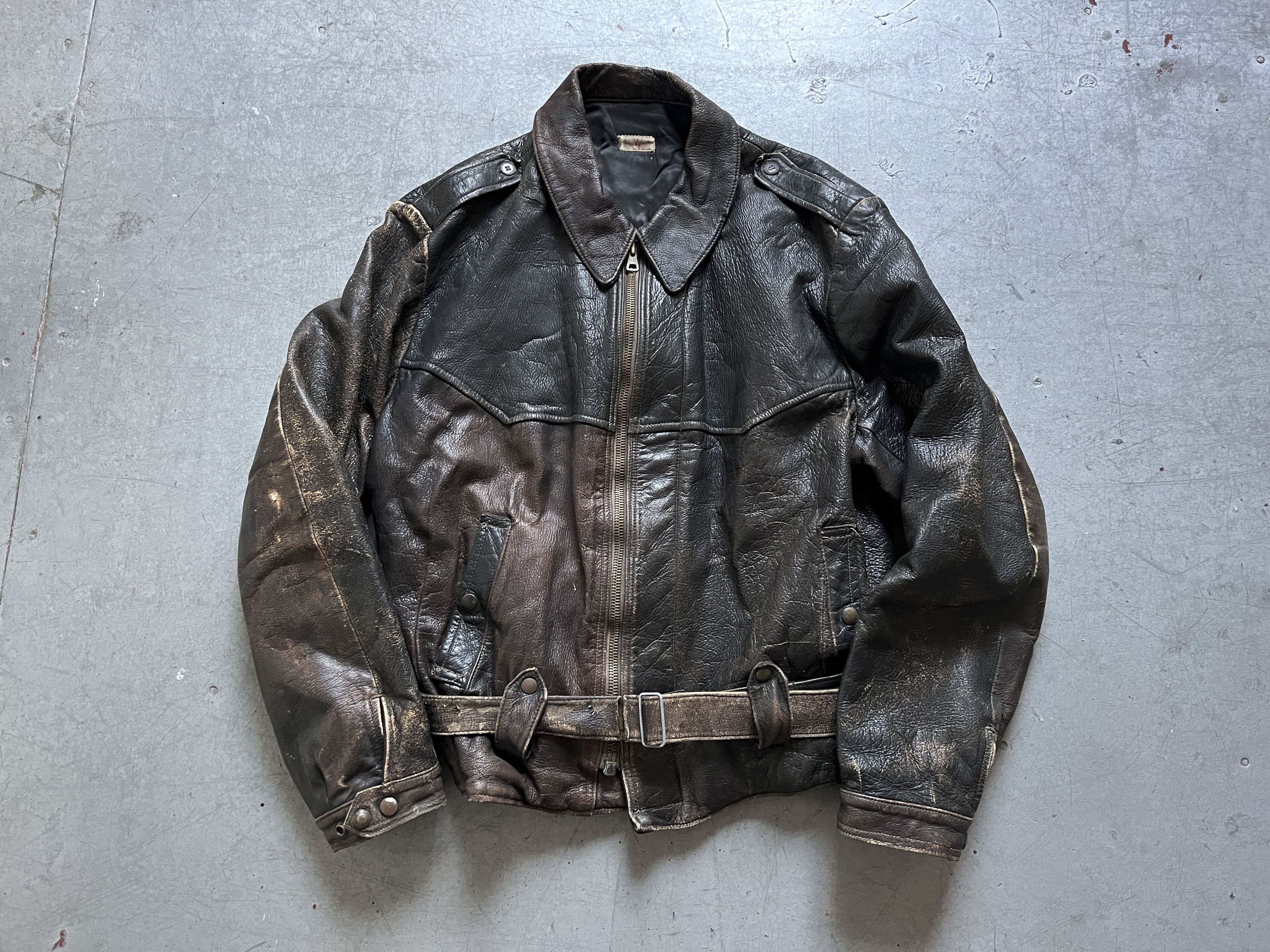 Vintage 40s WW2 Swedish Army Haga Kvalitet Leather Motorcycle Jacket ...