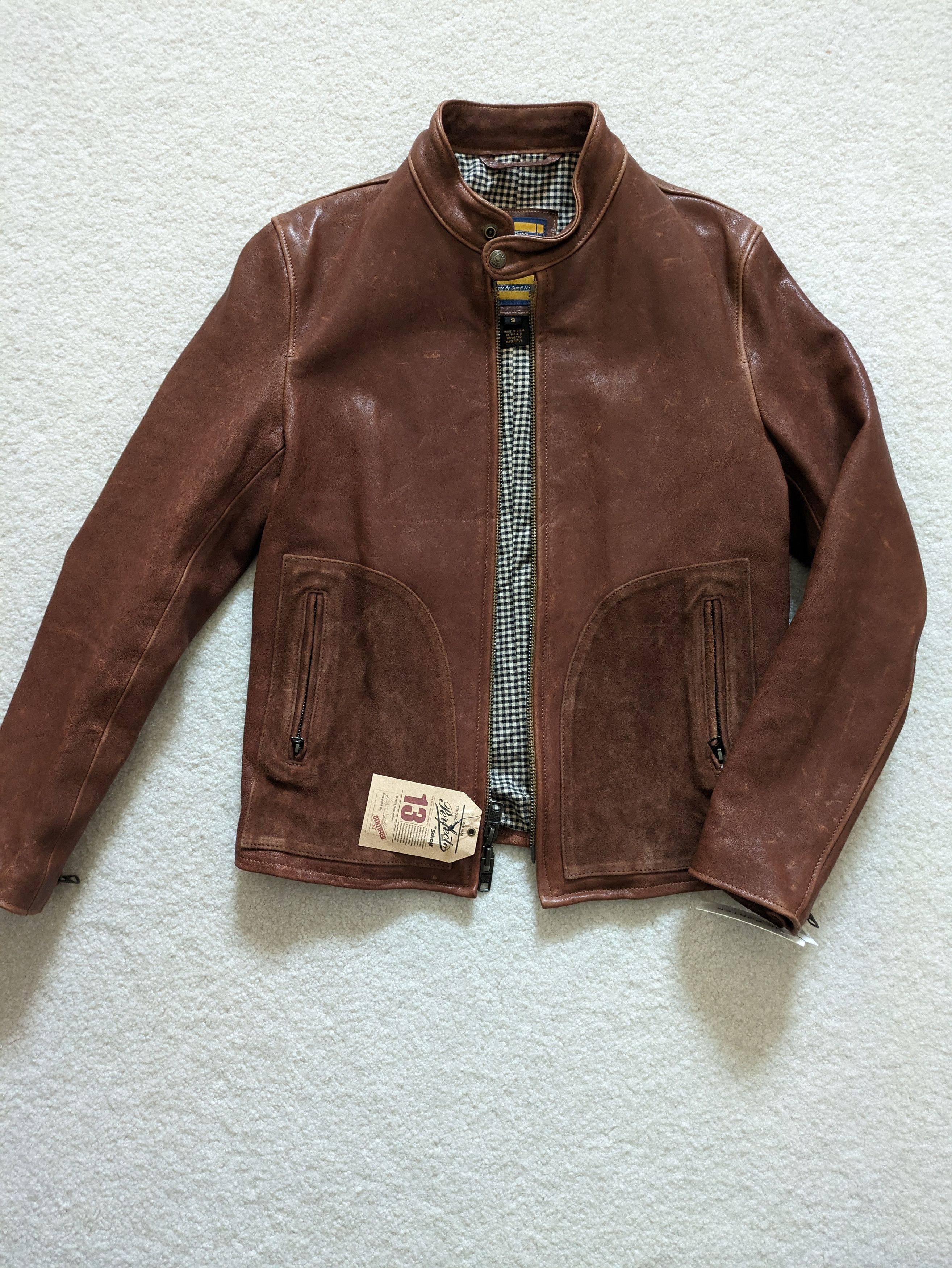 Schott Brown Suede-Trimmed Café Racer Leather Jacket | Grailed