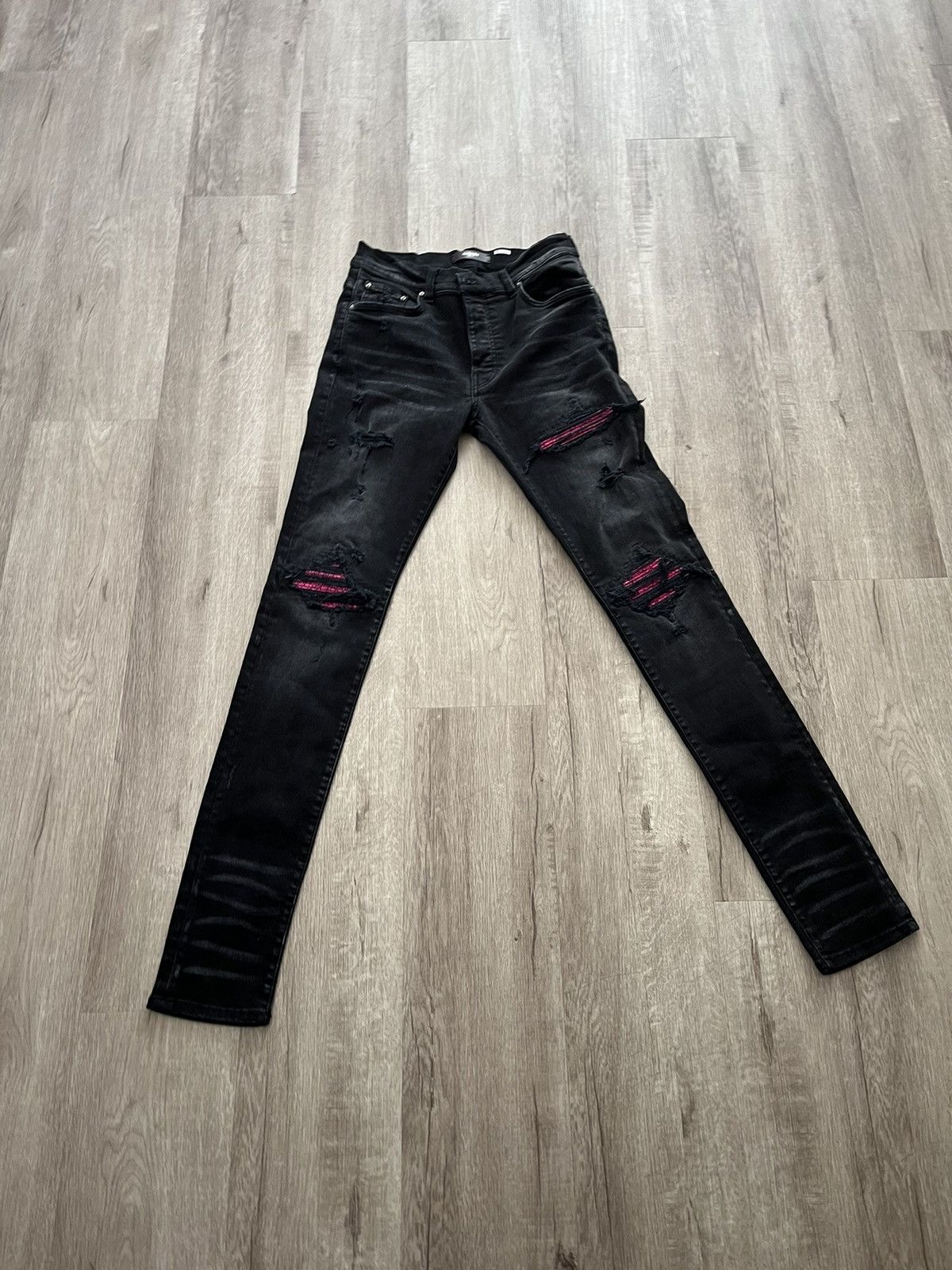 Amiri Amiri Classic MX1 Retro Pink Splice Leather Jeans | Grailed
