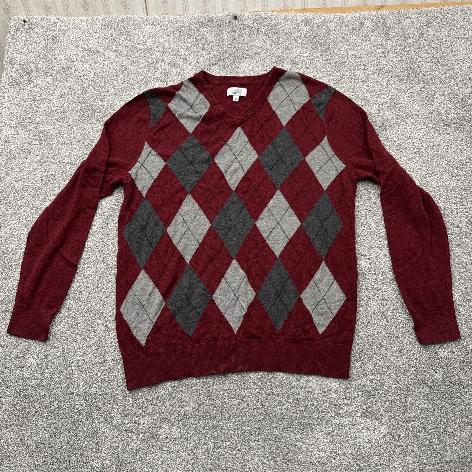 Croft & Barrow Argyle Sweater Mens Large Preppy Academia Grandpacore ...