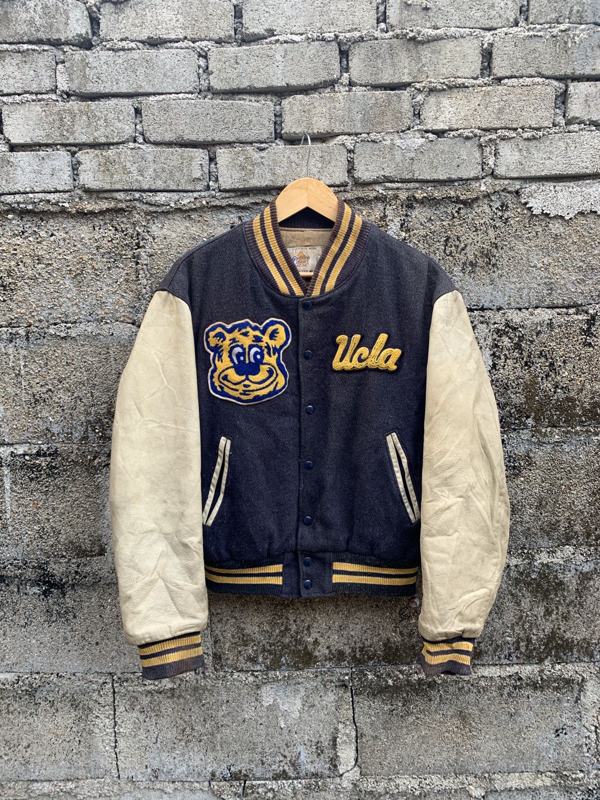 Golden Bear × Leather × Varsity Jacket Rare🔥🔥Golden Bear Ucla Leather ...