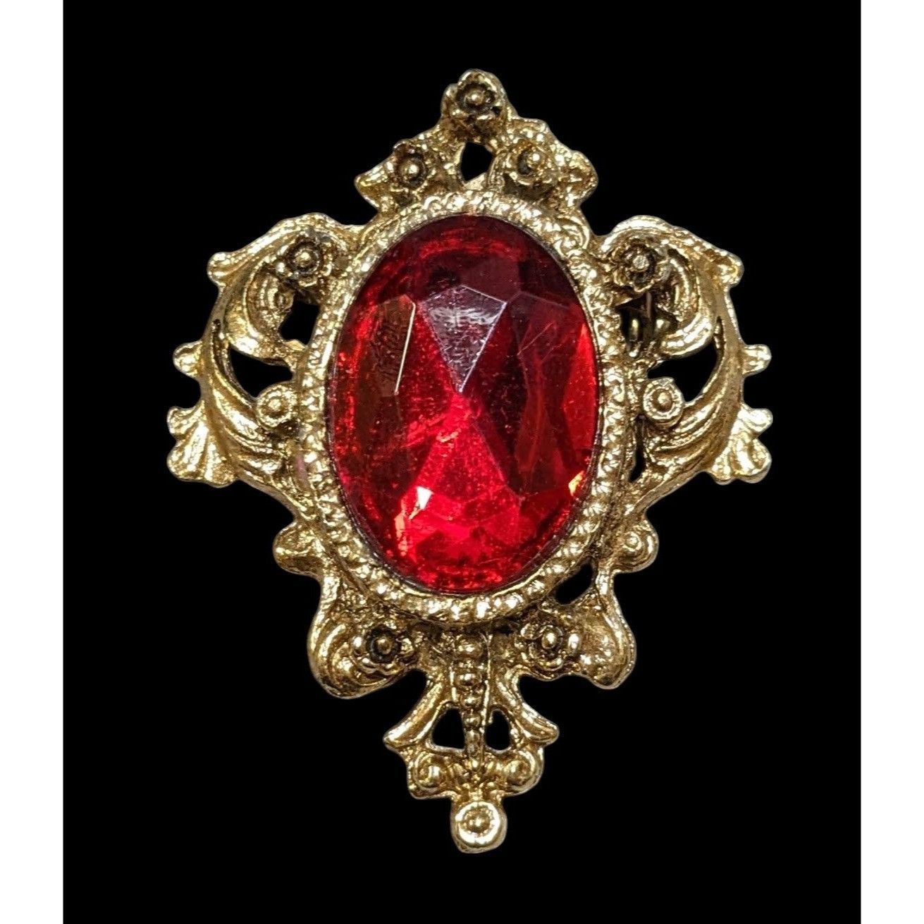 Other Vintage Victorian Style Red And Gold Gemmed Vampire Brooch | Grailed