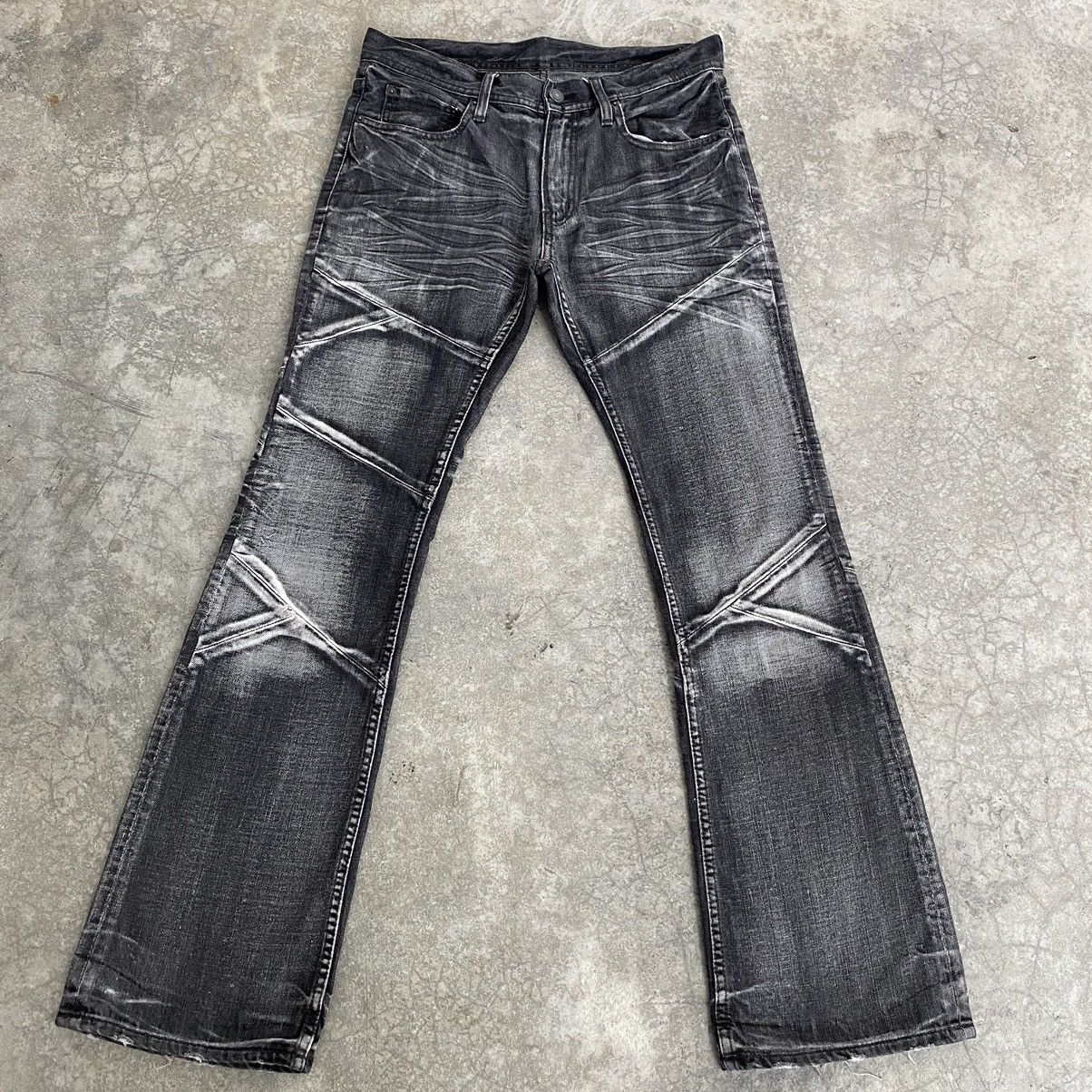 Japanese Brand Edge Rupert Japan Washed Grey Panelled Flared Jeans ...