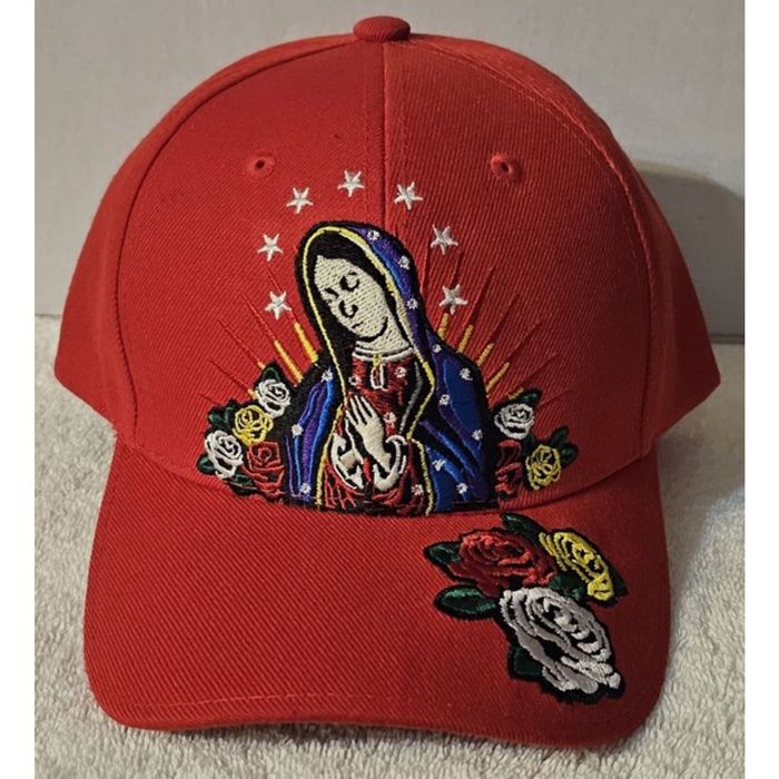 Vintage GUADALUPE VIRGIN MARY FLOWER ROSE RELIGIOUS STAR BASEBALL CAP ...
