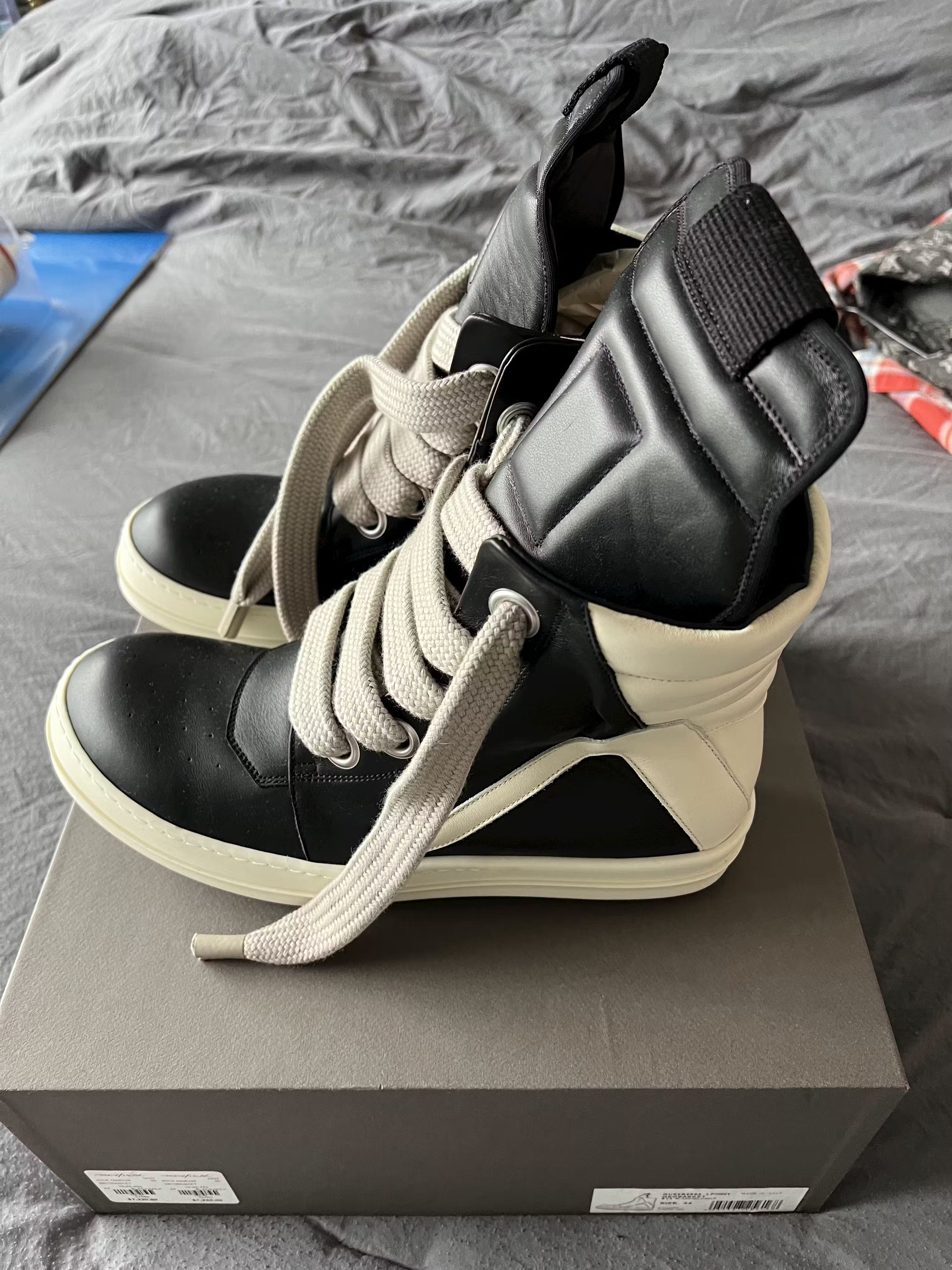 Rick Owens Rick Owens GeoBasket Jumbo Lace Oversized Eyelet Black White ...