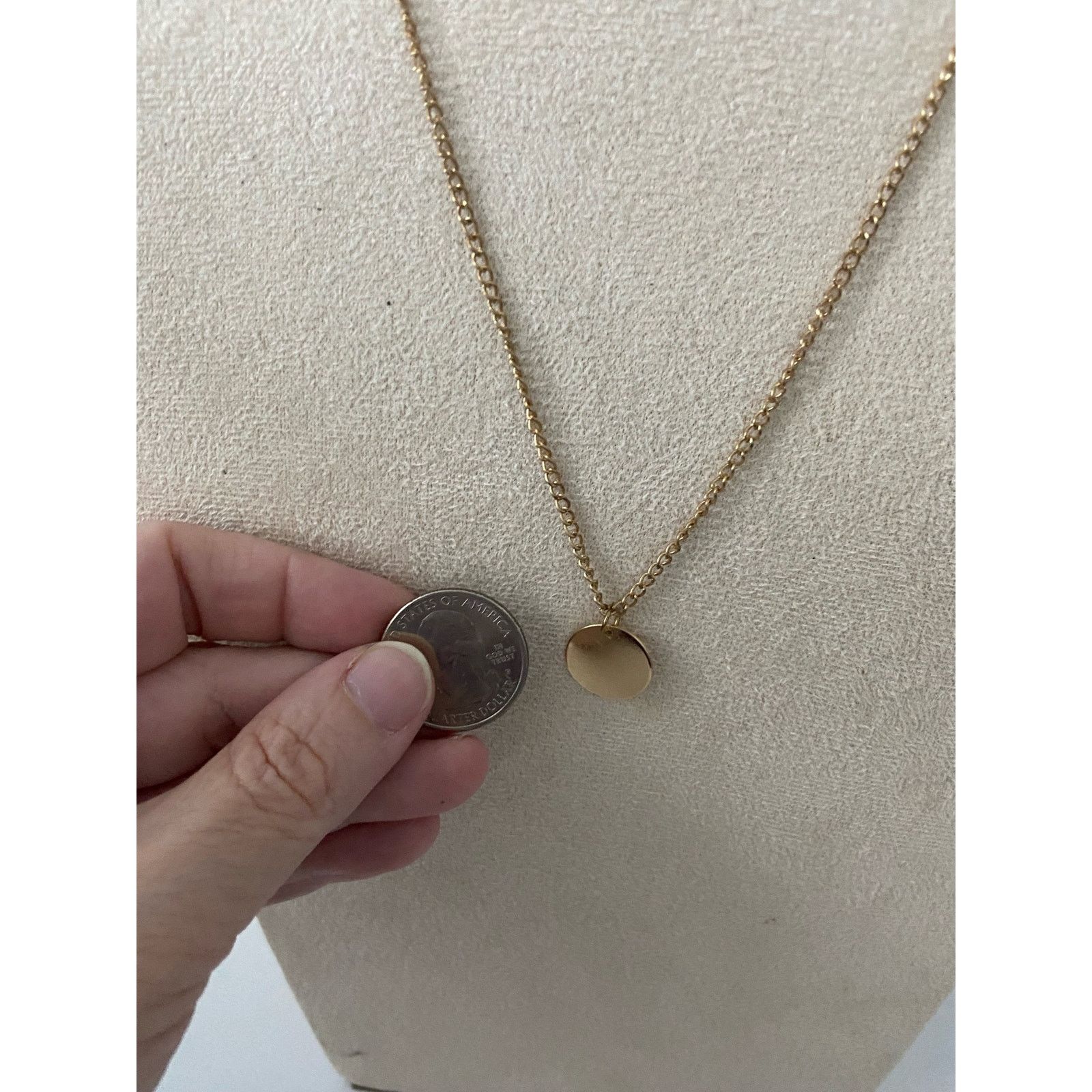 Generic Minimalist, gold tone, disc necklace | Grailed