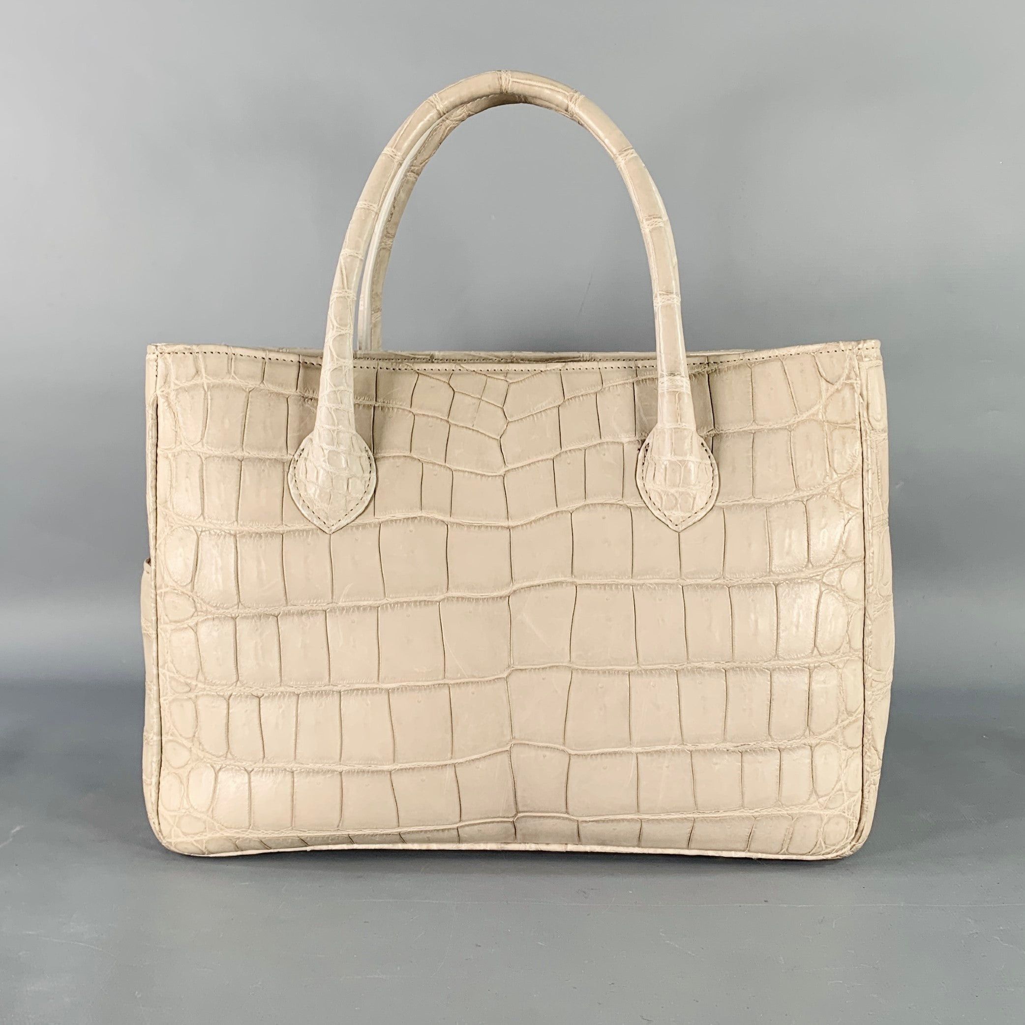 Designer GIOSA Grey Crocodile Leather Tote Handbag | Grailed