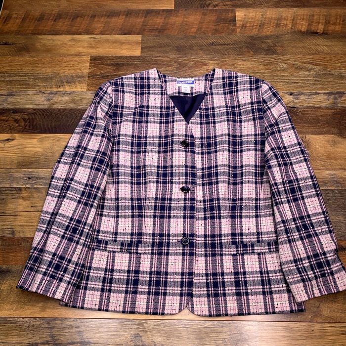 Pendleton Vintage Pendelton Blazer Womens 18W Pink Plaid USA | Grailed