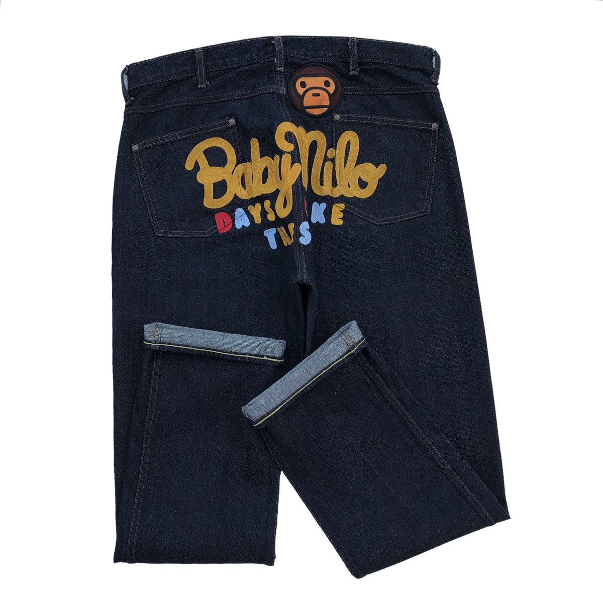 Bape 🔥RARE🔥Embroidery A Bathing Ape Baby Milo Rainbow Denim Pant | Grailed