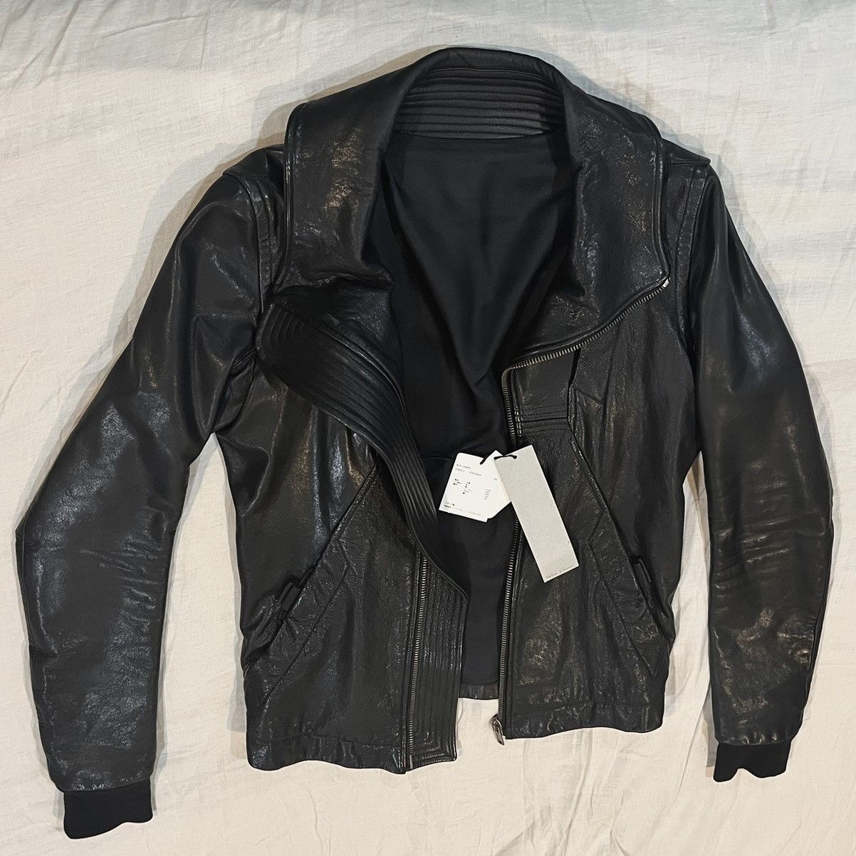 Rick Owens RARE FW09 “CRUST” Oiled Calf Geo Leather Jacket RU4760 LO ...
