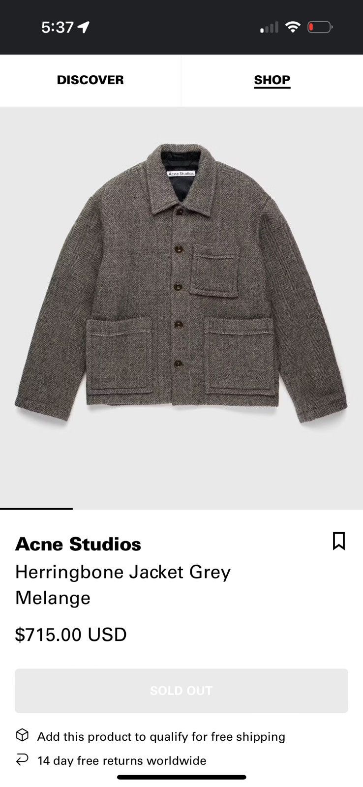 Acne Studios Acne Studios Herringbone wool chore jacket | Grailed