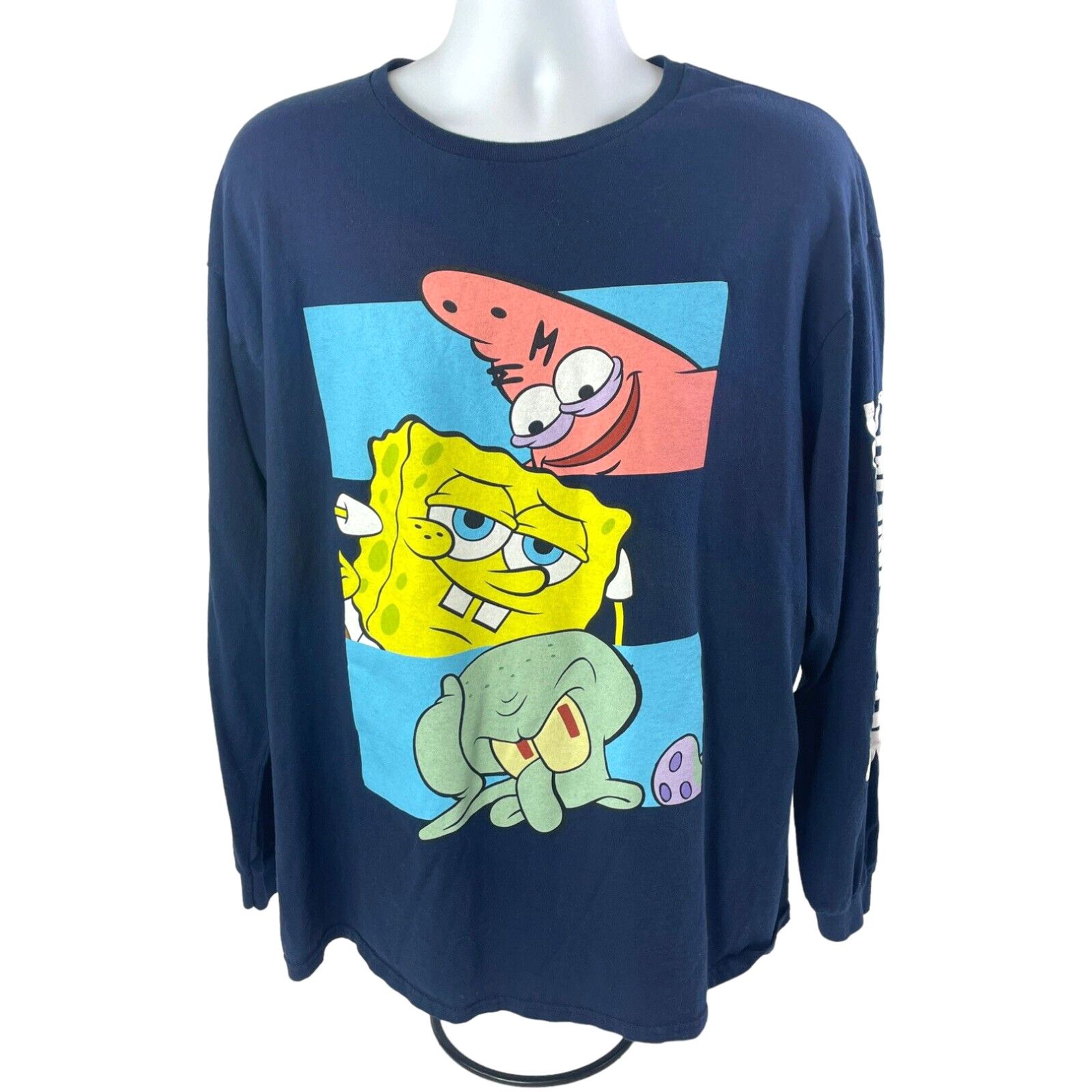 Nickelodeon Spongebob Squarepants T Shirt L/S Adult XL Blue Nickelodeon ...