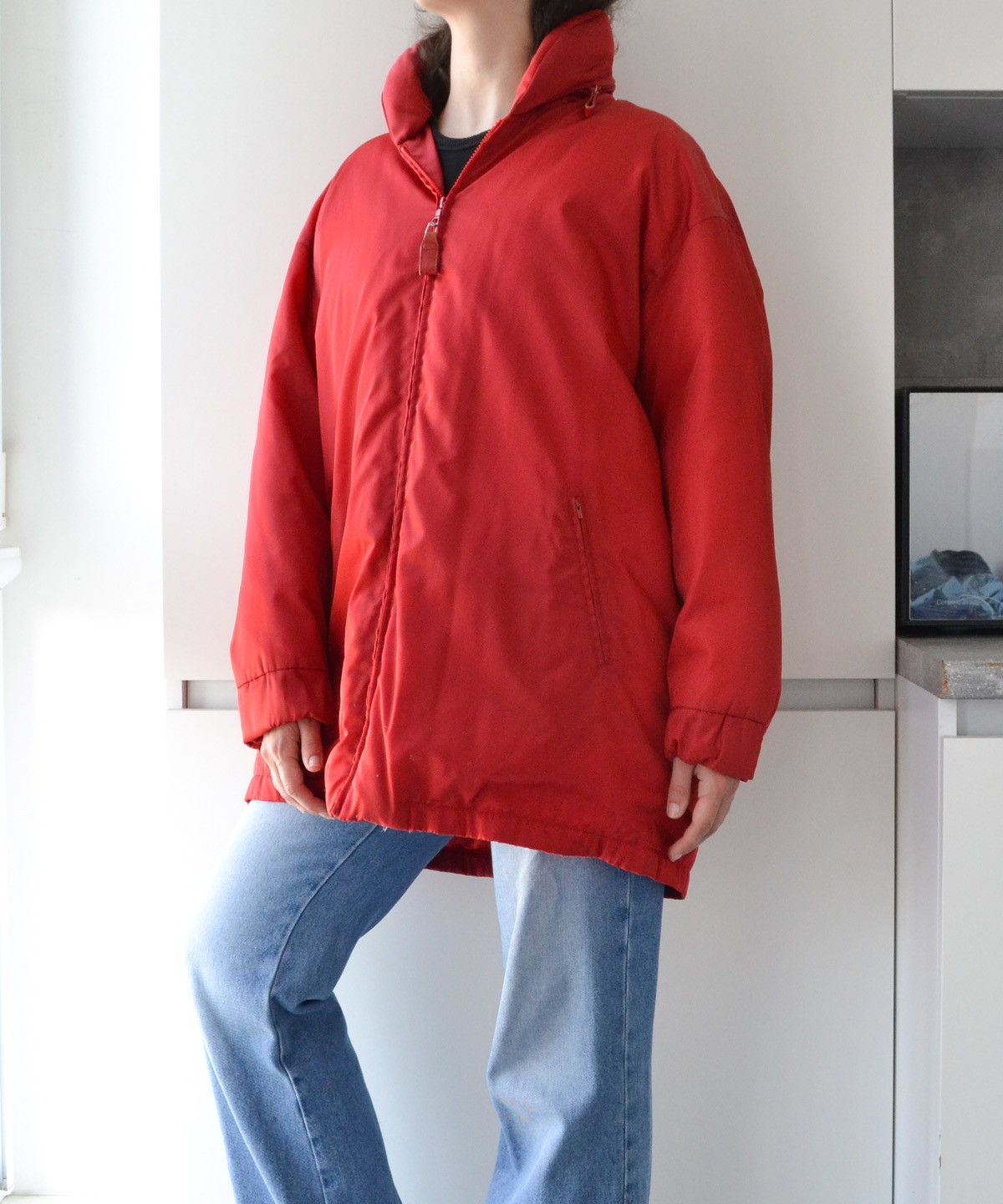 Vintage ⚪️ PRADA Jacket Down Parka Coat Red Zip Hood 90s | Grailed