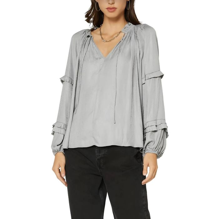 Current Air CURRENT AIR Split Neck Long Sleeve Top In Grey Marble | Grailed