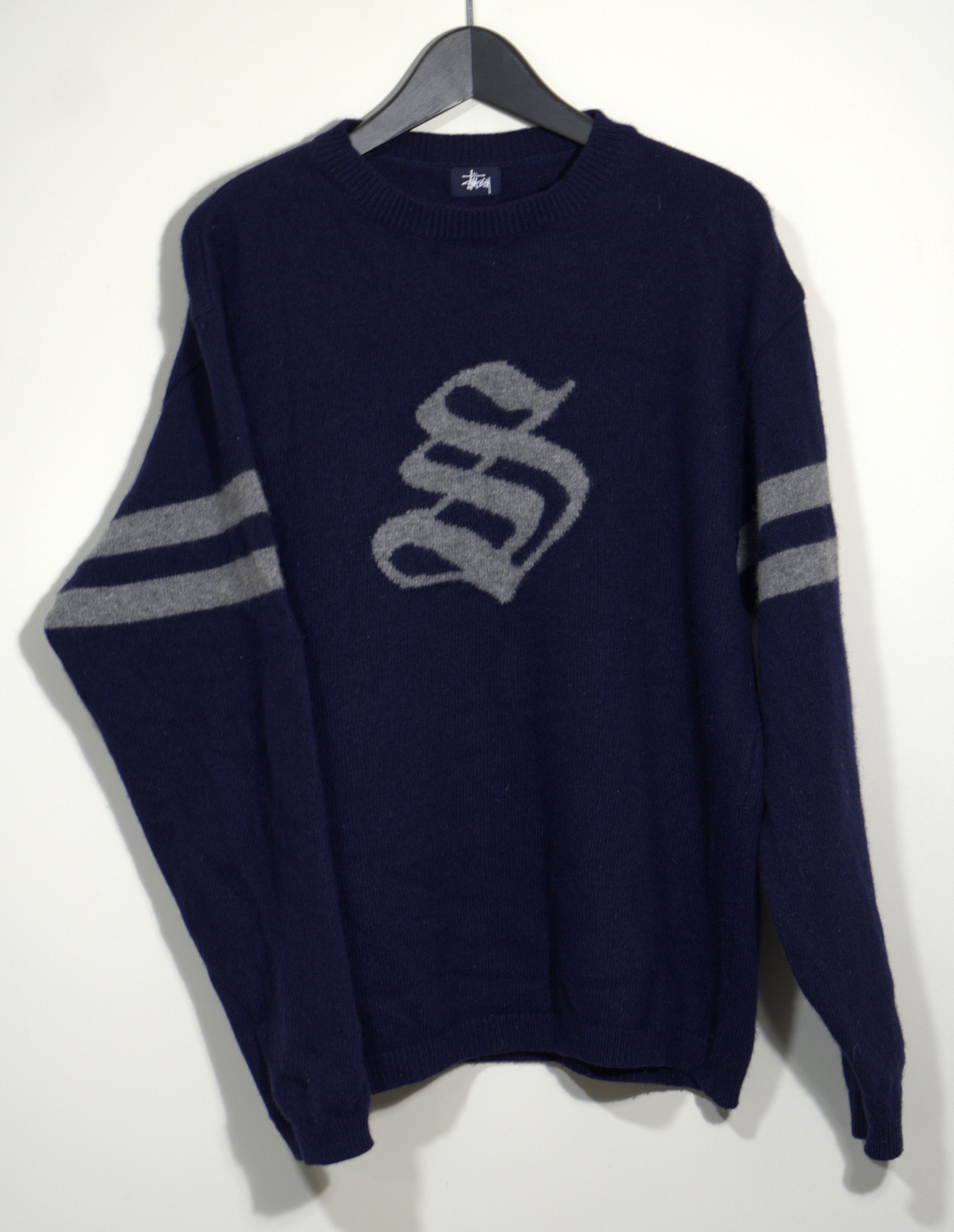 Stussy Stussy Navy Calligraphy Logo Knit | Grailed