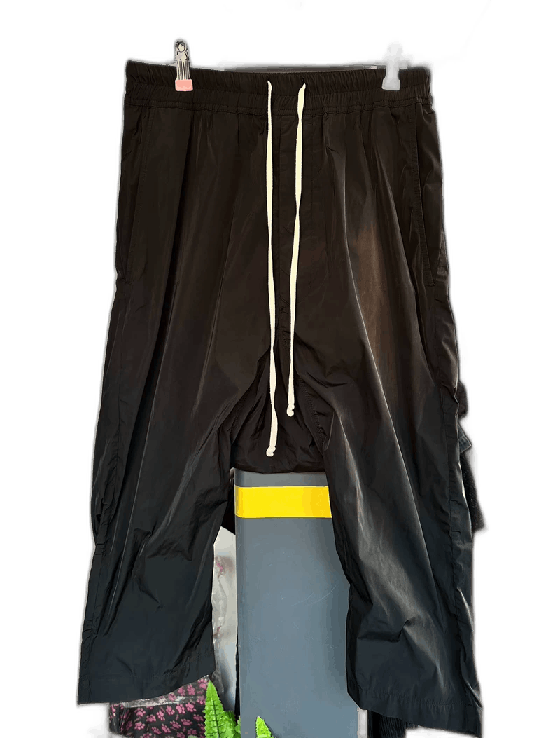 Rick Owens Rick Owens Black Nylon Drop-Crotch Pants | Grailed