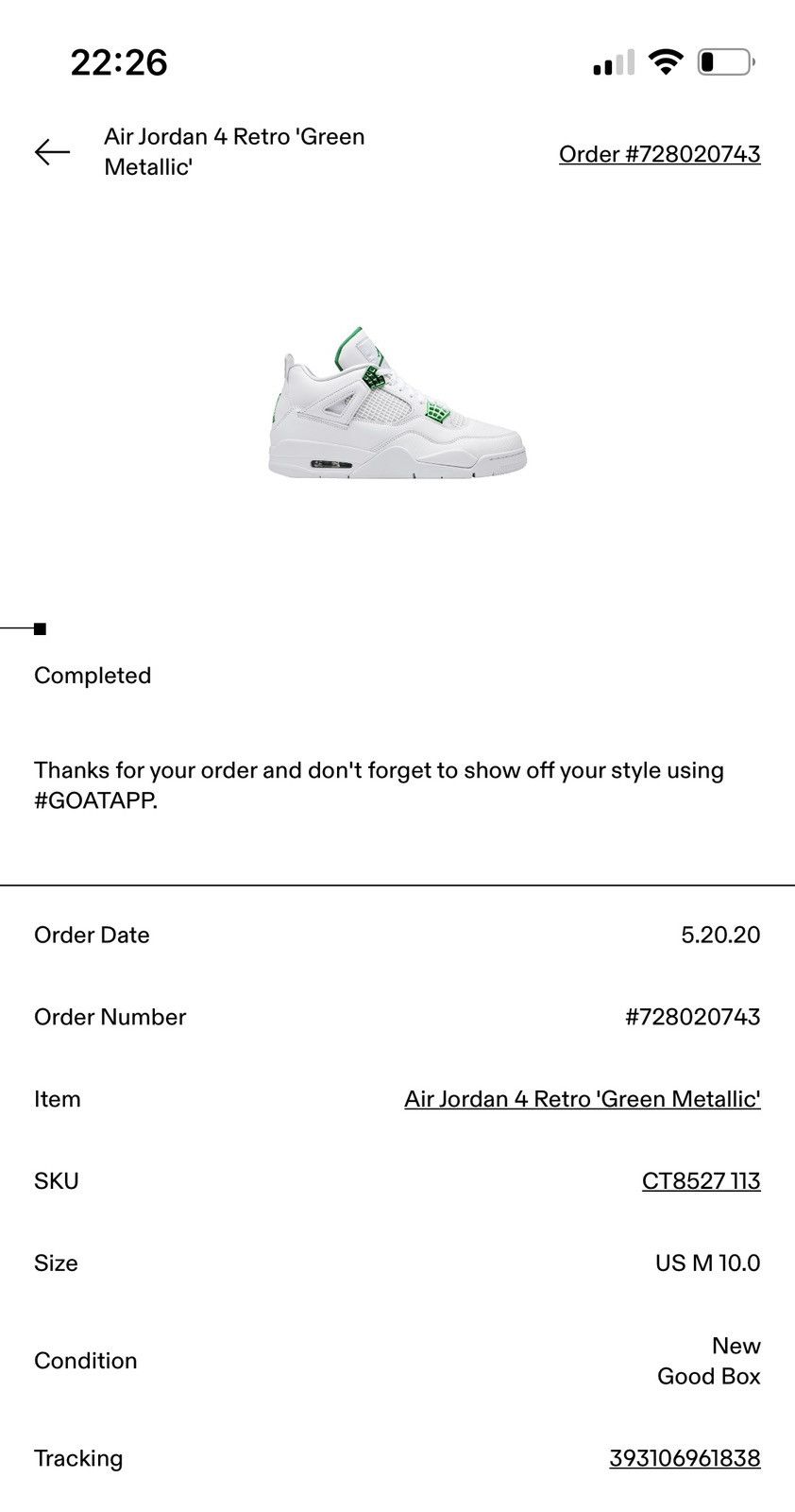 Jordan Brand Jordan 4 Metallic Green (box included) | Grailed