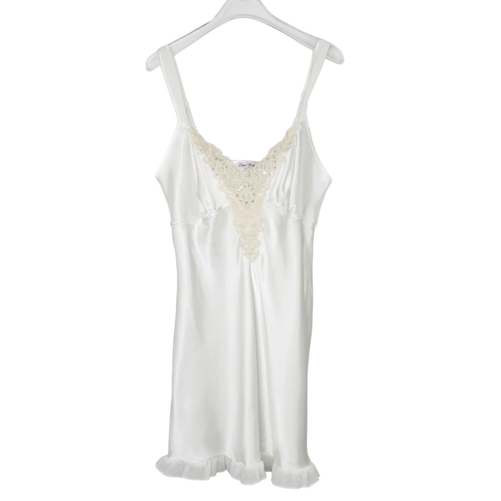 Vintage Vintage White Satin Lace Slip Chemise Lingerie Nightie Med